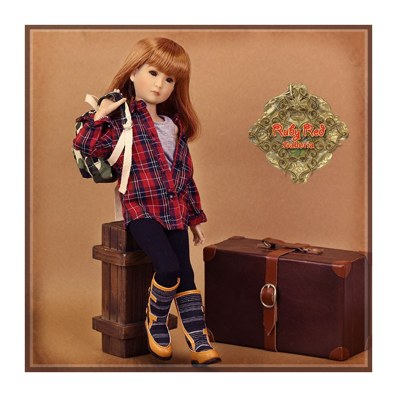Boy Style Outfit Plaid Shirt and Pants for 30 Cm Ruby Red InMotion Girl ...