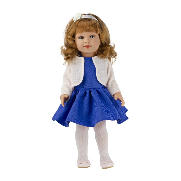 Coral redhead doll blue dress and vest - Vestida de Azul